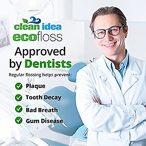 Clean Idea Ecofloss 6x25m Dental Floss - Charcoal Mint - Bamboo Floss, Unwaxed Dental Floss, Natural Floss, Floss Refill, Organic Floss, Wax Floss, Biodegradable Floss, Eco Floss