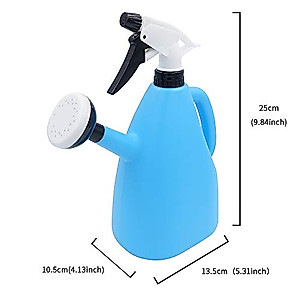 FEIBEN Watering Can with Sprayer for House Bonsai Plants,Blue 40.57oz/1200ml,2 in 1 Dual Use Balcony Disinfection Pressure Watering Pot