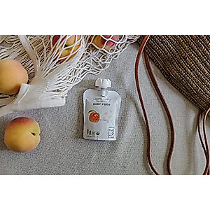 White Leaf Provisions Biodynamic Organic Baby Food – 12 x 3.17 Oz Peach + Oat Unsweetened Baby Puree Pouches - Squeezable Baby Food & Toddler Snack