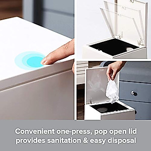 Modern Waste Basket - 1.85 Gal/7L Square Shape Trash Bin - Pop Open Trash Can with Lid - Black Bathroom Trash Can - Push Top Kitchen Garbage Can - Home/Office Trash Can with Removable Liner Bucket