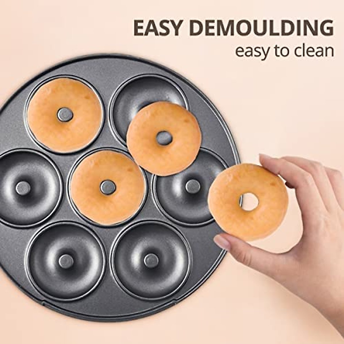 Mini Donut Maker Machine, Electric Non-Stick Donut Maker Machine for Makes 7 Doughnuts, Kid-Friendly Breakfast, Snacks, Donut Print Desserts & More for Home and Travel Use