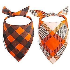 Dog Bandanas Fall 2 Pack,for Dog Birthday Party Double Layer Fabric pet Scarf Durable for Dog cat Birthday (Small, Orange)