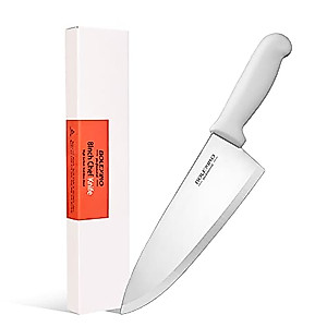 BOLEXINO 8 inch Japanese High Carbon Stainless Steel Chef Knife, Professional Extra Sharp Wide Cook Knife with Non-slip Ergonomic Handle, for Kitchen Home Restaurant