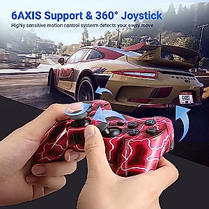Powerextra Pro PS-3 Wireless Controller for Play-Station 3 with High Performance Upgraded Joystick Rechargeable Battery Double Shock for PS-3（Lightning + Galaxy）