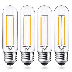 AIELIT Vintage T10/T30 LED Bulb 25 Watt Equivalent, Warm White 2700K, 200 Lumens, E26 Base, 2W Dimmable Led Tubular Bulbs, Classic Filament Edison Bulb for Pendant Lights Chandelier, 4-Pack