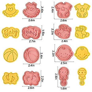 Baby Shower Cookie Cutters Set 8 Pcs with Plunger Stamps, Cute for Biscuit Cheese Baking