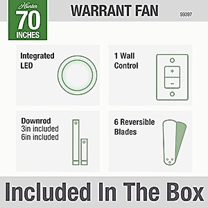 Hunter Fan Company 59397 Warrant Ceiling Fan, Noble Bronze Finish