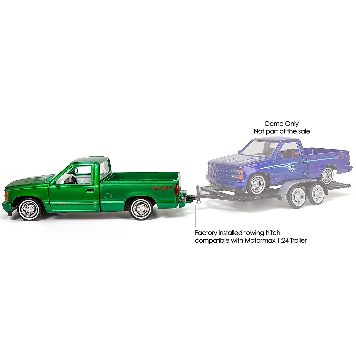 All Star Toys 1992 Chevy 454SS Pickup Lowrider Truck Candy Green 1/24 Diecast Model Motormax Get Low 79036 Exclusive