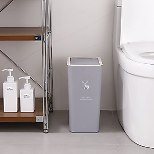 Sooyee 14 litres Bathroom Trash Can with Lid,3.7 Gallon Kitchen Garbage can for Powder Room,Bedroom,Kitchen,Bathroom,Craft Room,Office,Black