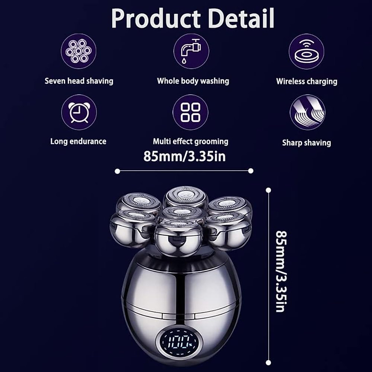 Head Shavers for Bald Men, 5 In 1 Shaver Electric Shaver Men Grooming Kit Wet Dry Beard Hair Trimmer Electric Razor Rechargeable Bald Head Shaving Machine LCD Display