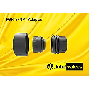 Jobe Valves J-ADF100 Garden Hose Adaptor, 3/4" GHT x 3/4" NPT with Swivel, 150PSI, Black UV Reinforced Nylon Material with Nitrile Seals