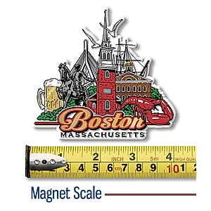 Boston City Magnet by Classic Magnets, Collectible Souvenirs Made in The USA, 4" x 3.6"