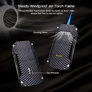 Torch Lighter with Jet Flame, 2 Built-in Punches, All-in-one Windproof Cool Lighter with Gift Box for Festival, Refillable Butane Unique Lighter for Candle, Camping, Outdoors