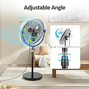 BEESTAR 18 Inch Heavy Duty High Velocity Pedestal Fan,Industrial Standing Fan with Adjustable Height and Tilt,3-Speed,Metal Fan for Industrial, Commercial, Residential, Greenhouse,Black
