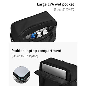 ECOHUB For Spirit Airlines Personal Item Travel Bag 18x14x8 Underseat Carry On Bag Water Resistant Duffel Bag Weekend Bag With Laptop Sleeve & Wet Pocket, Overnight for Men, 30L, Black