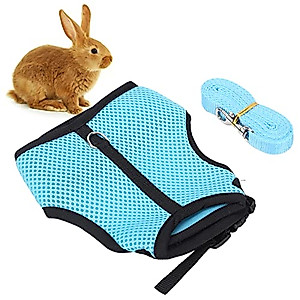 Rabbit Harness Set, Adjustable Buckle Breathable Small Animals Vest Harness Set with Mesh Leash for Rabbit Squirrel Bunny Ferret Guinea Pig(S)