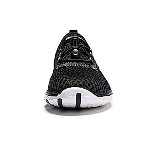 SUOKENI Women's Quick Drying Slip On Water Shoes for Beach or Water Sports Ultralight Walking Shoes Black/White,Size:US 10/EU 41