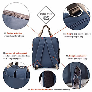 Baby Diaper Bags Backpack Designer for Dads Mom Twins Multi-function Large Tote (Dark Navy)