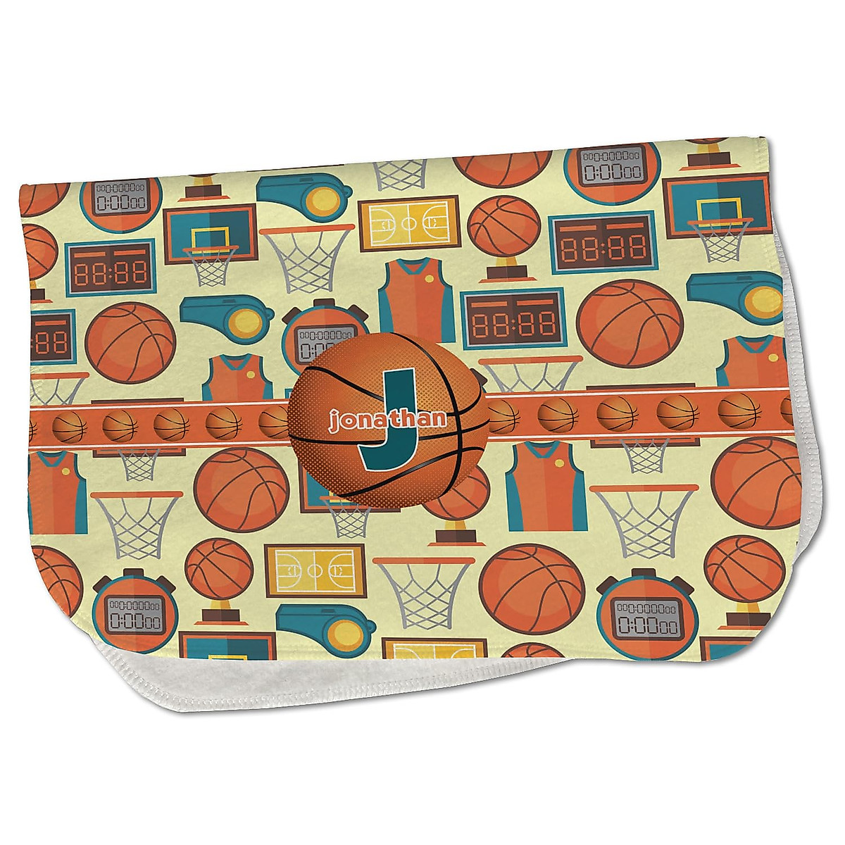 Personalized Basketball Burp Cloth - Fleece w/Name or Text