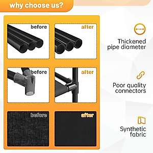 Raybee Clothes Rack, Clothing Racks for Hanging Clothes with Large Storage Bag, Garment Rack for Bedroom, Entryway and Walk-in closet, 16.2" D x 42" W x 67.5" H, Black