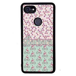 Flamingo's Riding Bicycle's Bikes Black Rubber Phone Case Compatible With Google Pixel 8 Pro, 8a, 8, 7a, 7, Pixel 7 Pro, 6a, Pixel 6 Pro, 6, 5, 4a 5G, 4a 4G, 4, 4 XL, 3a, 3a XL, 3, 3 XL, 2 XL, 2