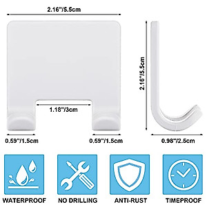 VANZAVANZU Razor Shaver Holder for Shower Wall Adhesive Hooks for Hanging, Bathroom Silicone Waterproof Shower Hooks Hair Brush Holder for Towel (2 Pack-White)