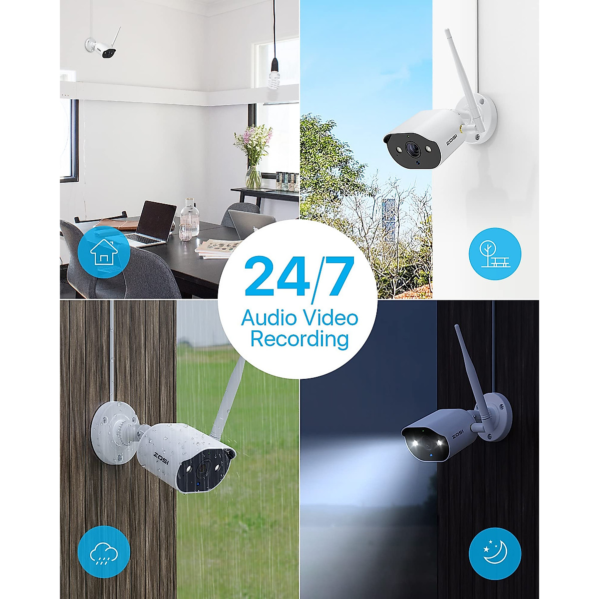 ZOSI ZG3023S Add-on Camera 3MP HD WiFi IP Network Camera Outdoor Indoor Home Security Camera Only Compatible with ZOSI NVR Recroder Video Surveillance Camera System(Model:ZR08GP)