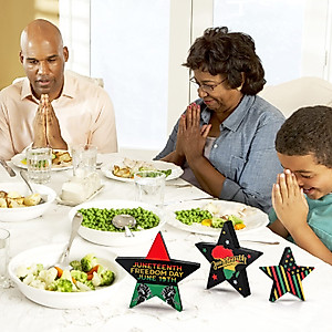 3 Pieces Independence Day Wooden Decoration Juneteenth Star Signs Patriotic Wood Star Table Signs for 4th of July Holiday Party Decoration