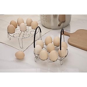 Aozita Multipurpose Stackable Egg Steamer Rack Trivet with Heat Resistant Silicone Handles Compatible for Instant Pot Accessories 6 Qt/8 Qt - 18 Egg Cooking Rack for Pressure Cooker Accessories