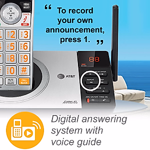 AT&T CL82407 DECT 6.0 4-Handset Cordless Phone for Home with Answering Machine, Call Blocking, Caller ID Announcer, Intercom and Long Range, Silver