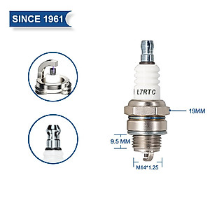 4PK TORCH L7RTC Spark Plug Replace for Champion 859/RCJ7Y 863/RCJ8Y 852/RCJ6Y 853/CJ7Y 848/CJ8Y 858/CJ6Y, for NGK 6703/BPMR7A BPM7A BPMR6A, for BOSCH WSR5F 7547/WSR6F, for DENSO W22MPR-U, OEM