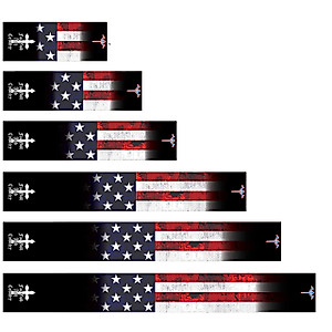 White Water Archery Black Laminated for God and Country American Flag Fade 2 Arrow Wraps 15 Pc Pack Choose Length Width (9, 1)