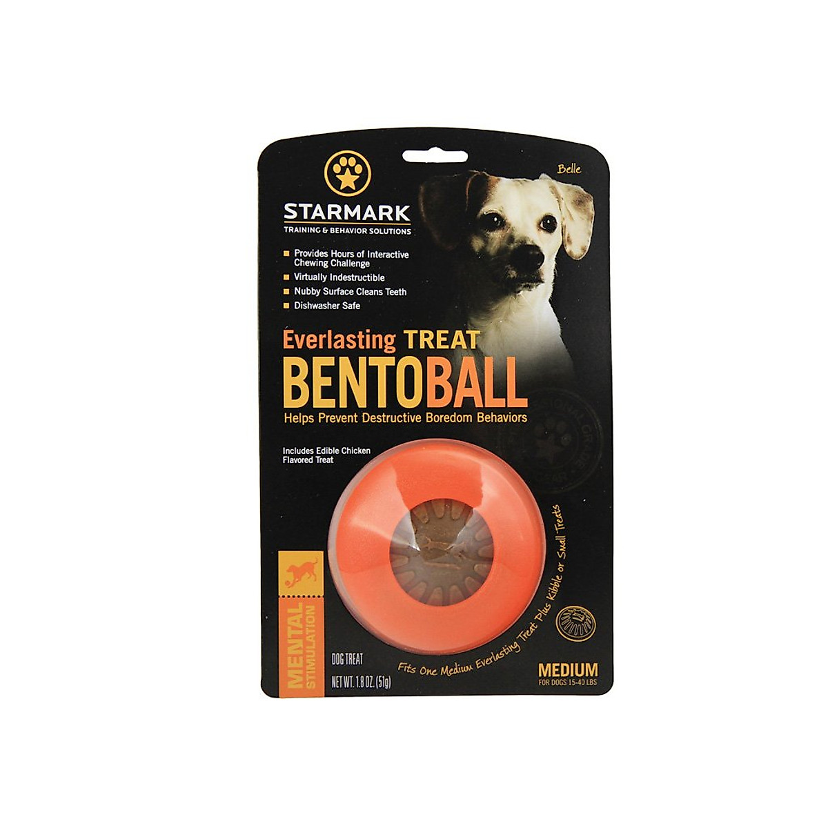 Starmark Everlasting Treat Bento Ball Tough Dog Chew Toy Medium