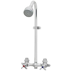 Speakman SC-1220-AF Commander Vandal Resistant Industrial Exposed Shower with Cross Handles – 2 Handle Shower Faucet with Hot & Cold Water Indexing, Polished Chrome