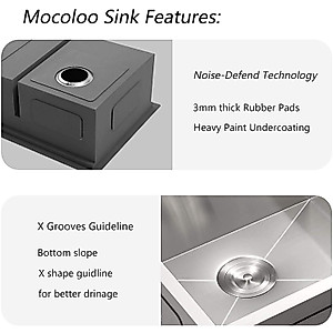 Mocoloo 33 Inch Farmhouse Sink Double Bowl 50/50 Stainless Steel 16 Gauge Apron Front Farm Kitchen Sink