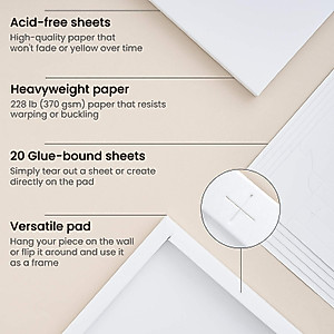 ARTEZA Mixed Media Paper Foldable Canvas Pad, 8x11 Inches, 20 Sheets, DIY Frame, Heavyweight Multimedia Paper, 228 lb, 370 GSM, Acid-Free, Art Supplies for Painting & Mixed Media Art