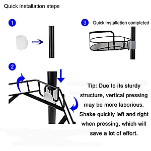 Everkeen Corner Shower Caddy Tension Pole, 4 Tier Bathroom Organizer and Shampoo Storage Shelves 48 to 115 inch Adjustable Floor Standing Bath Rack Holder with Sticky Hooks, Quick Installation