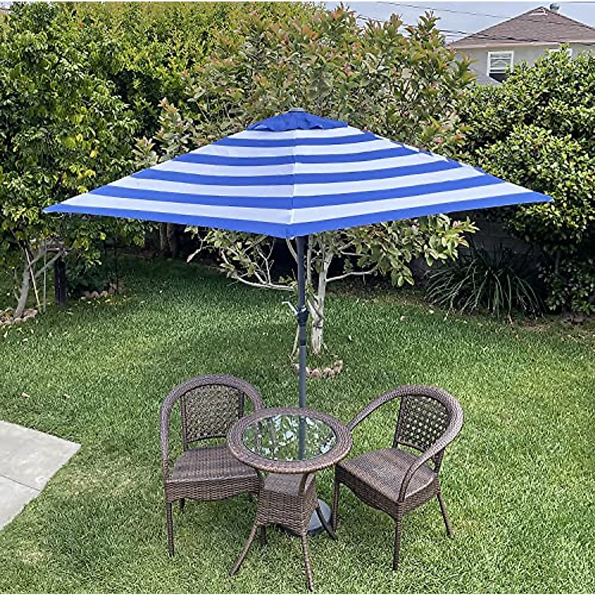 BELLRINO Replacement 9 ft 6 ribs ROYAL BLUE/WHITE STRIPE" STRONG & THICK" Umbrella Canopy (Canopy Only)