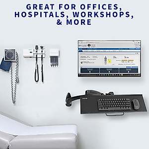 VIVO Sit-Stand 24 Inch Pneumatic Spring Keyboard and Mouse Tray Wall Mount, Counterbalance Height Adjustable Typing Platform, Ergonomic Tilt, Neutral Writing Position, Black, MOUNT-KB35A