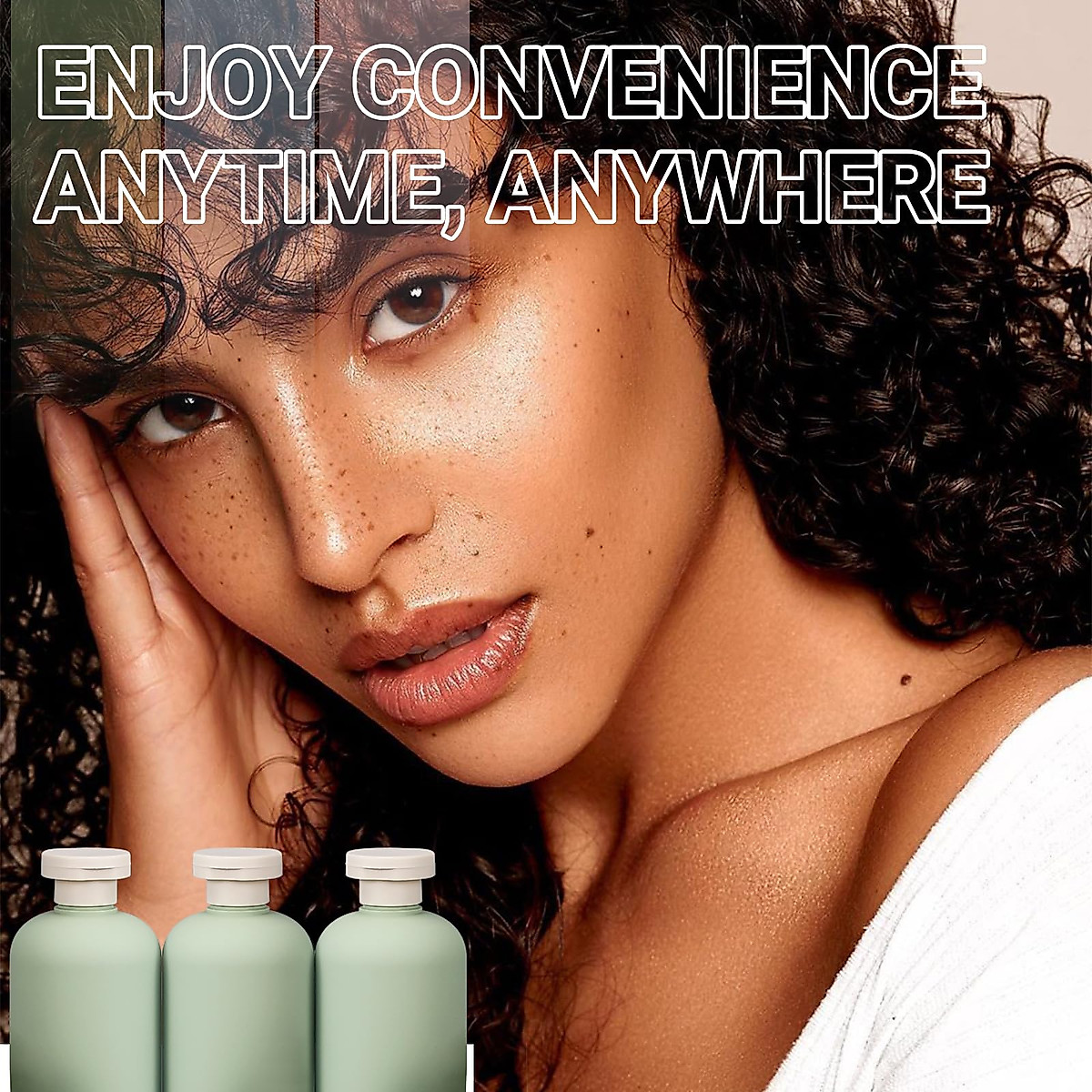 ASEVAT 13.5oz 4Pcs Green Plastic Refillable Travel Shampoo and Conditioner Bottles Plastic Refillable Travel Shampoo Bottles with Flip Cap Shampoo and Conditioner Dispenser