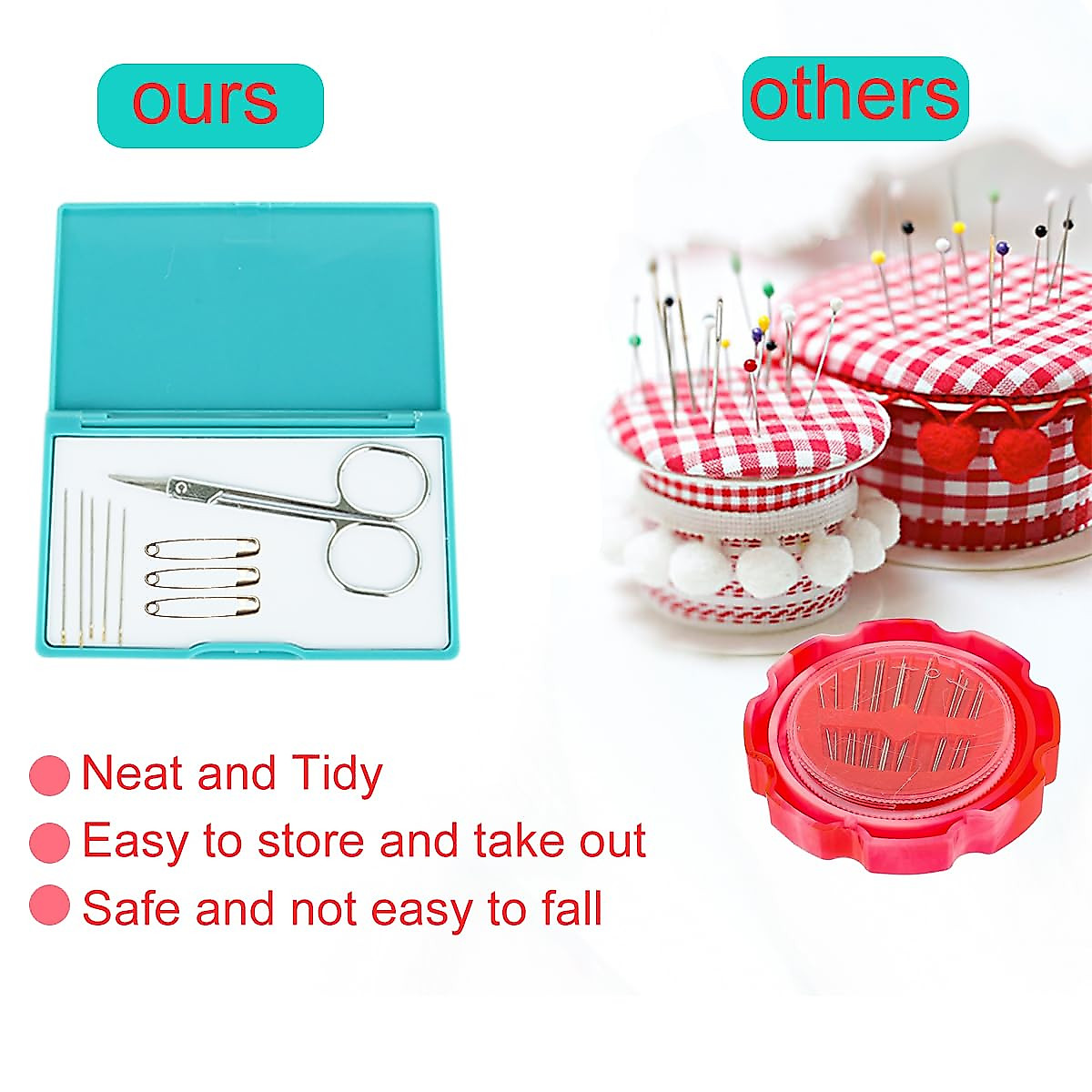 DVECUE Megnetic Sewing Needle Case Knitting Pin Organizer Portable Stitching Pin Storage Box for Pin Holder 3Pieces