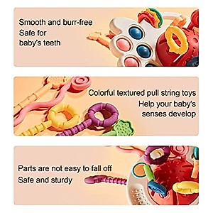PRAGYM Baby Toys 6 to 12 Months, Sensory & Montessori Toys for 1 Year Old, Octopus Pull String Toys, Travel & Teething Toys for Car Seat, Baby Girl Boy Gifts for 6, 9, 12, 18 Months Infant Toddler