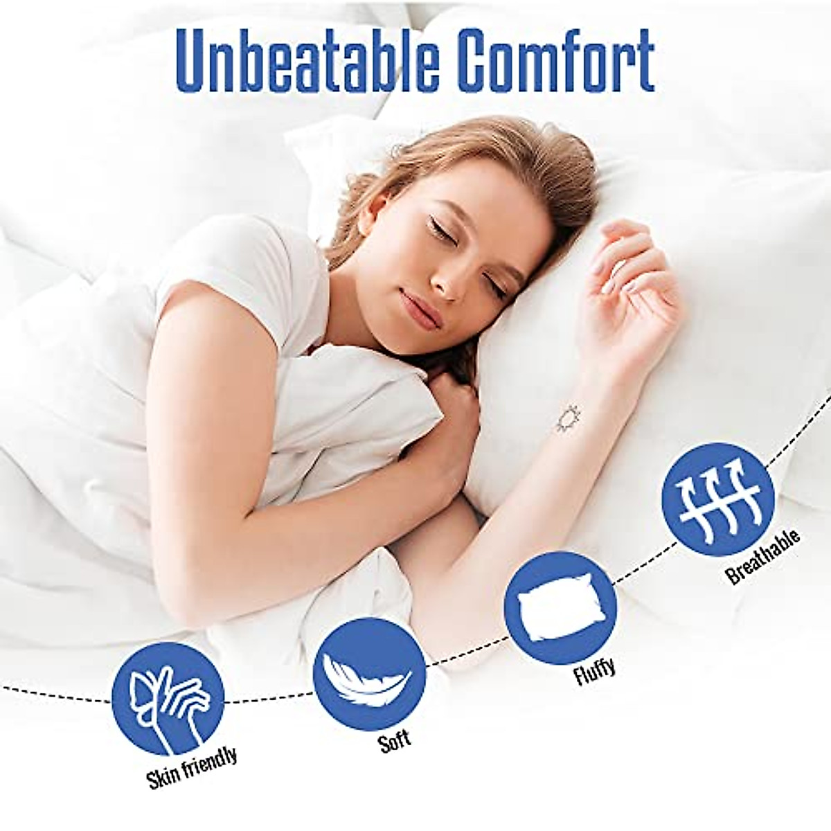Continental Bedding - Affinity Down Alternative Bed Pillow - 300 Thread Count 100% Soft Cotton Super Standard Queen Size 20x28 Pillow Pack of 2 Best Polyester Pillow for Sleeping