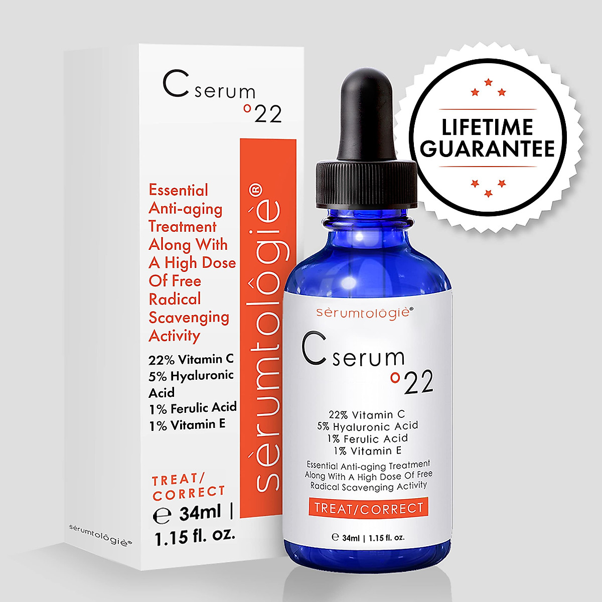 serumtologie C Serum 22 – Pure Vitamin C Serum for Face with Hyaluronic Acid & Ferulic Acid | Potent Anti-Aging Serum for Dark Spots, Fine Lines and Wrinkles | Brightening Serum - 1.15 Fl Oz