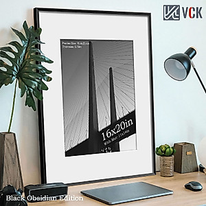 VCK Black 16x20 Picture Frame Metal for Wall, 3 Pack Aluminum Poster Frame with Real Glass, with Mat for 11x14 Photo or 16x20 without Mat, Great for Wall Arts, Prints