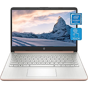 HP 14 Laptop, Intel Celeron N4020, 16GB RAM, 64 GB eMMC Storage, 14-inch HD Touchscreen, Win11, Thin & Portable, 4K Graphics, One Year of Microsoft 365, Rose Gold, W/GaLiMu