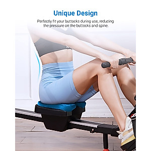 Rowing Machine& seat cusshion, Bluetooth Magnetic Rower Machine with Dual Slide Rail, 16 Levels of Electromagnetic Resistance, Max 350lb Weight Capacity, App Compatible, Rowing Machines for Home Use