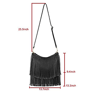 Ayliss Women Tote Shoulder Handbag Hobo Purse Crossbody Handbag Tassel PU Leather Fashion Top Handle Bag Satchel (Black)
