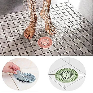 KongNai Hair Catcher Shower Drain Cover, 4 Pack Hair Stopper Drain Protector for Bathroom Bathtub and Kitchen, Reusable Rubber Sink Strainer