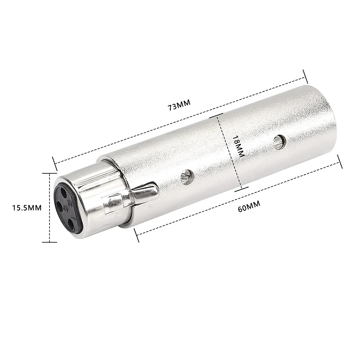 MEIRIYFA XLR 3 Pin Female to XLR 5 Pin Male Adapter Connector Gender Changer，Anodized Aluminum Adapter with Lock Release Button（Sliver-1PCS